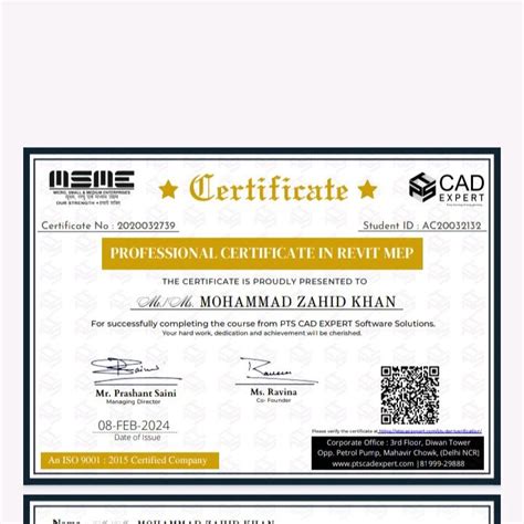 Successful Completed Revit Mep Certificate Course Mohammad Zahid Khan