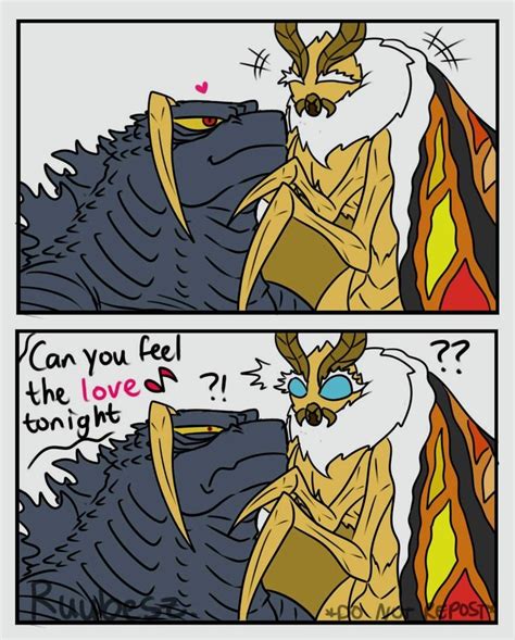 Two Comic Panels Depicting Godzillas And The Words Can You Feel The
