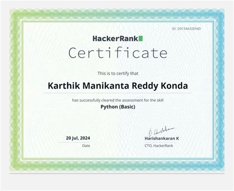 Karthik Reddy On Linkedin Python Programming Certification