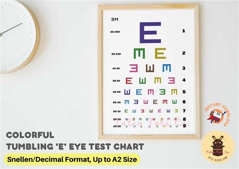 Simple Rainbow Tumbling Letter E Eye Test Chart Ophthalmology Etsy