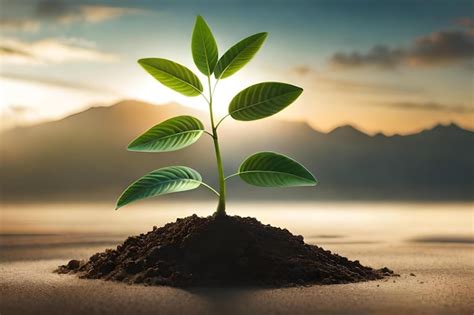 Premium Ai Image Plant Growing In The Sand On The Beach