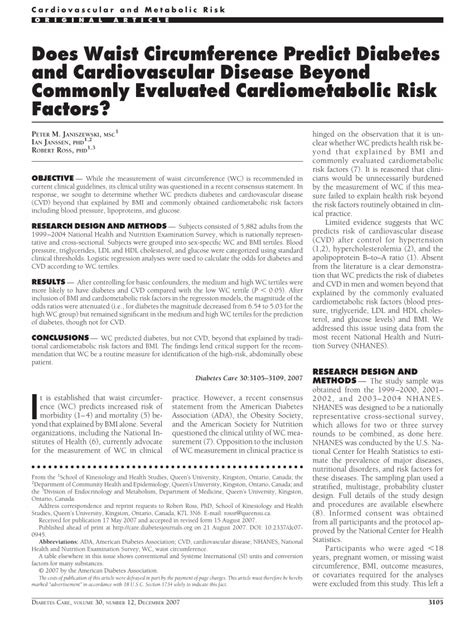 Pdf Does Waist Circumference Predict Diabetes And Cardiovascular