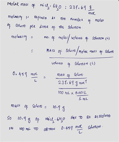 [solved] Calculate The Mass In Grams Of Solute Needed To Prepare 100 Ml