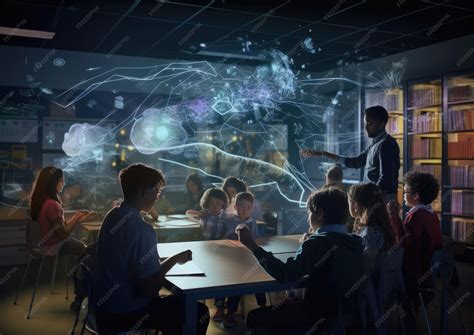 Premium Ai Image A Lively Scene Of A Classroom Where Students