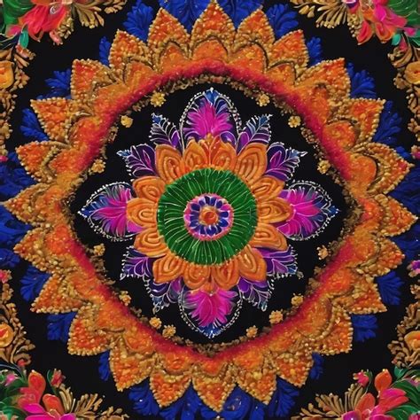 Premium Ai Image Bright Rangoli Colors Spread Over Black Surface