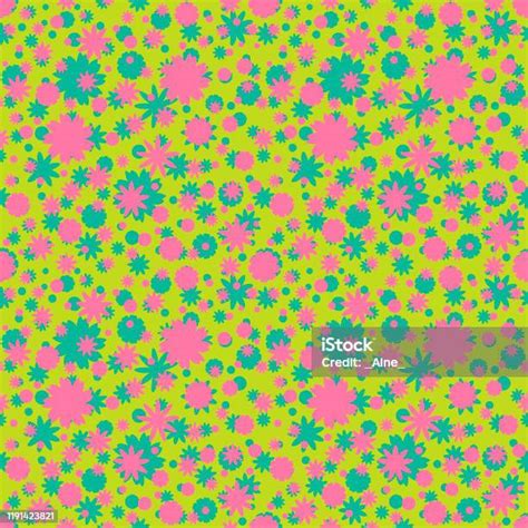 ピンク緑のディシーな花緑の背景にドットとシームレスなパターン花の背景ベクターの図 お祝いのベクターアート素材や画像を多数ご用意 お祝い