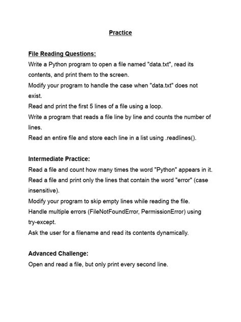 Python File Handling Practice Tasks Pdf