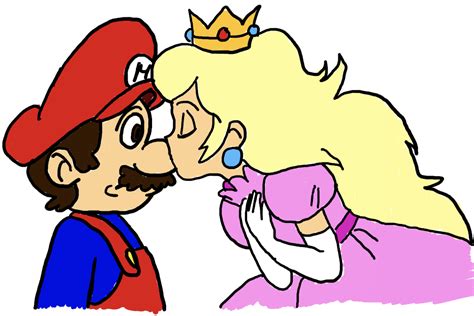 Super Mario Mario And Peach Kiss Drawing By Smochdar On Deviantart