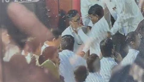 Pune Bjp Mla Sunil Kamble Slaps Policeman And Ncp Officebearer Then Threatens District