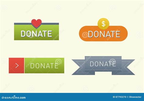 Donate Buttons Vector Set Illustration Help Icon Donation T Charity