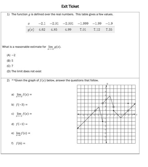 Solved Exit Ticket 1 The Function G Is Defined Over The