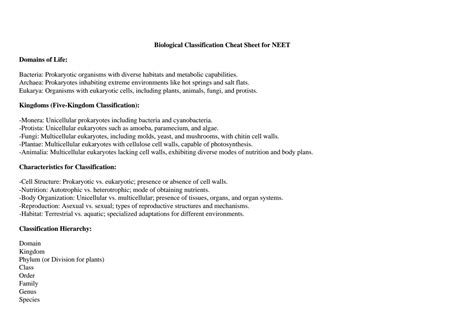 Solution Cheat Sheet Biological Classification Class11 Studypool