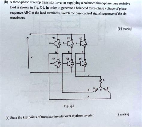 Solved A Three Phase Six Step Transistor Inverter Supplying A Balanced Three Phase Pure