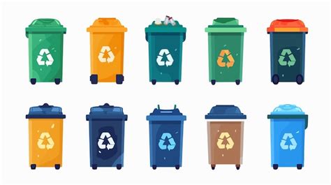 Sorted Garbage In Trash Bins Vector Icon Premium AI Generated Vector