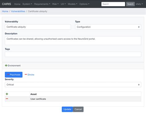 Vulnerabilities — Cairis 238 Documentation