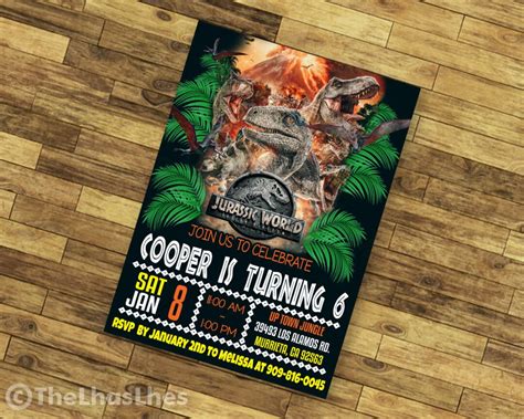 Invitación De Cumpleaños De Jurassic World Dominion Jurassic World