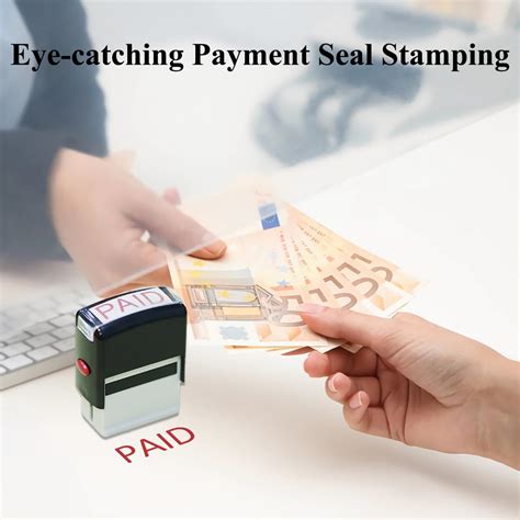 Self Inking Rubber Stamp Paid Stamp Refillable Red Ink Preinstalled Bold Capitals Pre Inked