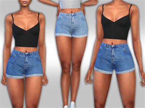 The Sims Resource High Weist V Moda Shorts By Saliwa • Sims 4 Downloads