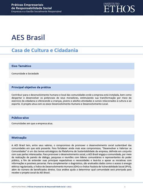 Aes Brasil Casa De Cultura E Cidadania1 Pdf Sociologia Brasil