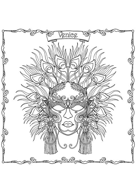 Masque du Carnaval de Venise Coloriages de Carnaval à imprimer pour