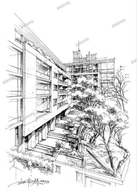 建筑手绘线稿cao1013 站酷zcool