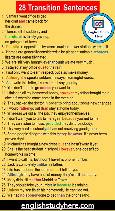 28 Transition Sentences Transition Words And Example Sentences