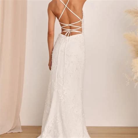 Lulus Dresses Elegant White Lace Backless Dress Poshmark