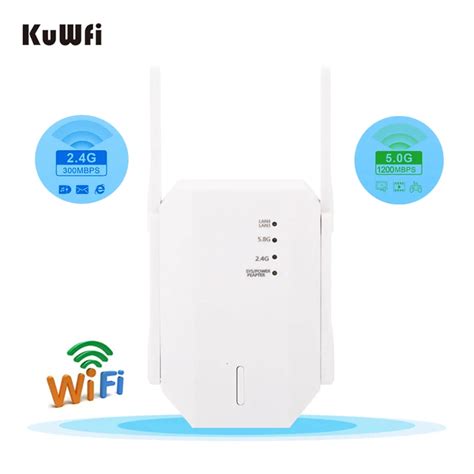 Kuwfi 1200mbps 무선 리피터 듀얼 밴드 Wifi 신호 부스터 Wifi 범위 확장기 라우터 네트워크 증폭기 2 Lan