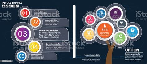 비즈니스 인포그래픽 템플릿입니다 데이터 시각화 워크플로 레이아웃 옵션 수 단계 다이어그램 그래프 프레젠테이션 차트 및 웹
