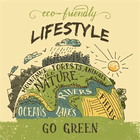Save The Mother Earth Concept Eco Poster Stock Vector Illustration Of