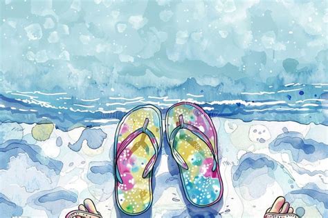 Watercolor Flip Flops Stock Illustrations 403 Watercolor Flip Flops