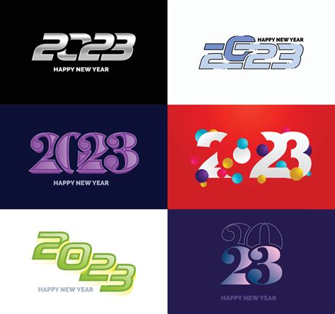 Big Collection Of 2023 Happy New Year Symbols Cover Of Business Diary
