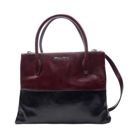 缪缪 Miu Miu 红色 黑色 牛皮 手提包 Rnb941 Us0 F0869 小迈步海淘品牌官网