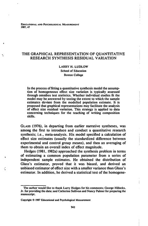 Pdf The Graphical Representation Of Quantitative Research Synthesis
