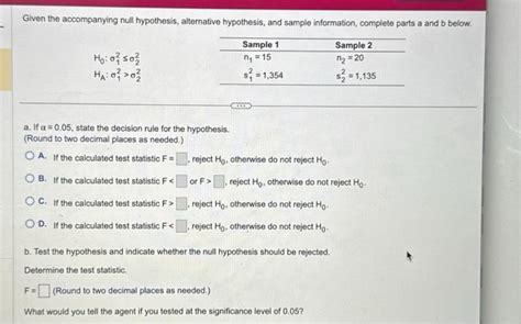 solved given the accompanying null hypothesis alternative