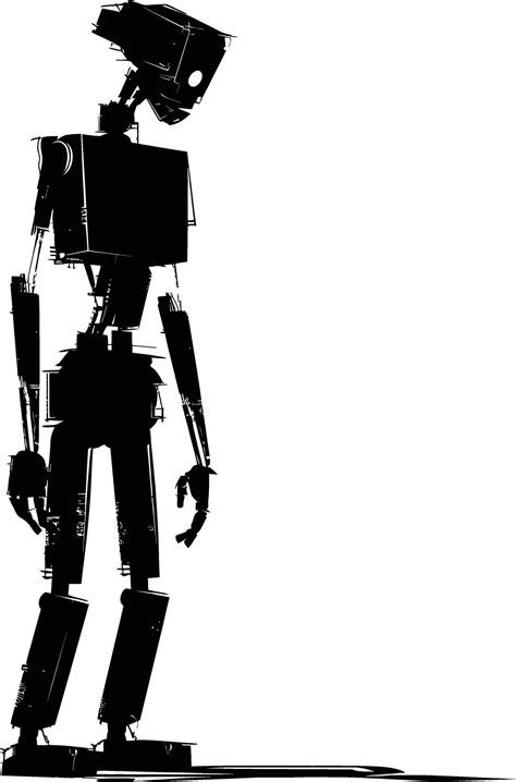 Ai Generated Silhouette Robot Character Black Color Only Full Body