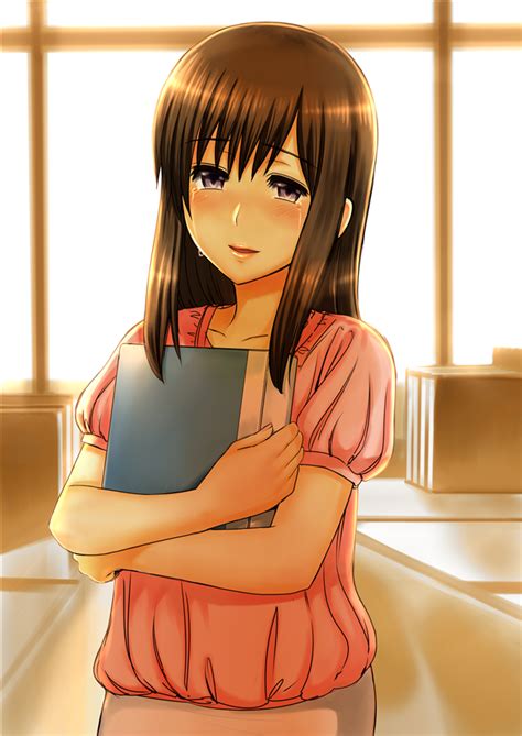 Safebooru 1girl Blush Book Brown Eyes Brown Hair Brown Skirt