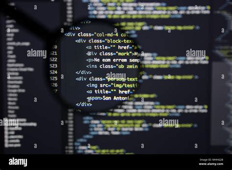 Real Html Code Developing Screen Programing Workflow Abstract Algorithm Concept Lines Of Html