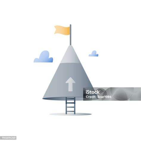 산 정상 결코 개념을 포기 하지 높은 목표에 도달 다음 단계 성공 성장 마인드 장애물을 극복 하는 방법 개념에 대한 스톡 벡터