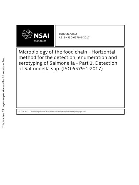 Iso 6579 1 2017 Pdf Pdf Salmonella International Electrotechnical Commission