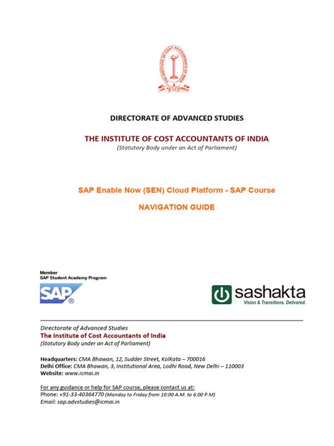 Icai Sap Sen Navigation Guide Pdf