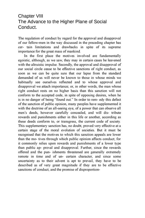 The Advance To The Higher Plane Of Social Conduct The Regulation Of