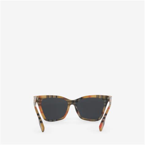 Check Square Sunglasses In Antique Yellow Women Burberry® Official