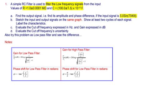 Solved A Simple RC Filter Is Used To Filter The Low Chegg