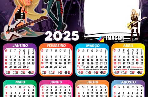 Calendário 2025 Rock In Roll Girls Png Imagem Legal