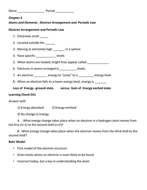Electron Arrangement Ws