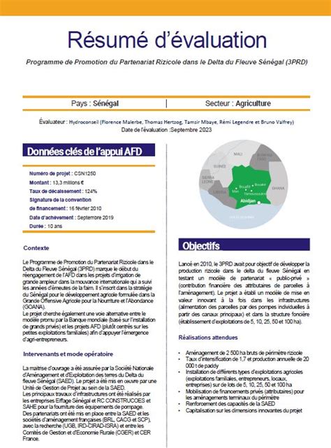 Evaluation Du Programme De Promotion Du Partenariat Rizicole Dans Le