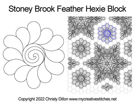 Computerized Quilting Stoney Brook Feather Quilt Block