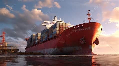 Freight Ship In 3d Environment Powerpoint Background For Free Download