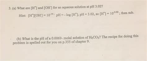 Solved A What Are H And OH For An Aqueous Solution At Chegg Com